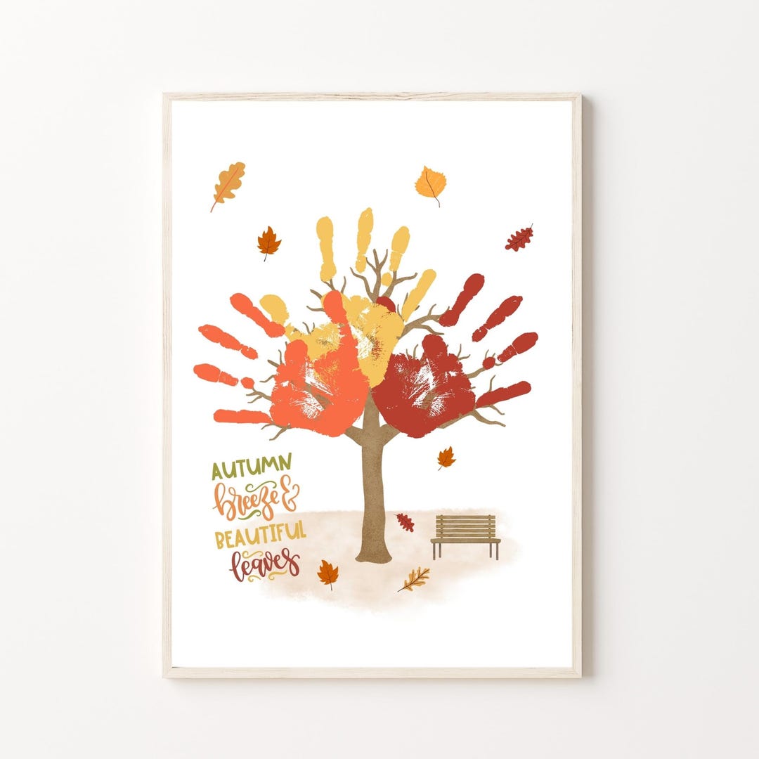 Fall Handprint Craft, Printable | Tree Leaves Handprint Art, Autumn ...