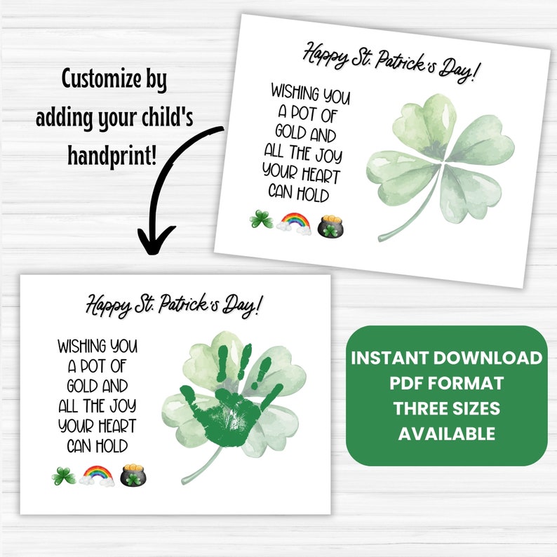 St Patricks Day Handprint Art Craft, Printable | Saint Patricks Day ...