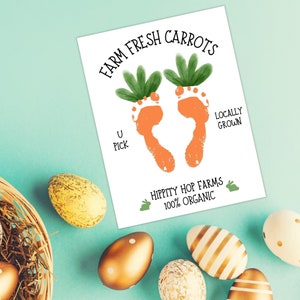Easter Footprint Art Craft Printable Carrot Patch Farm Sign - Etsy