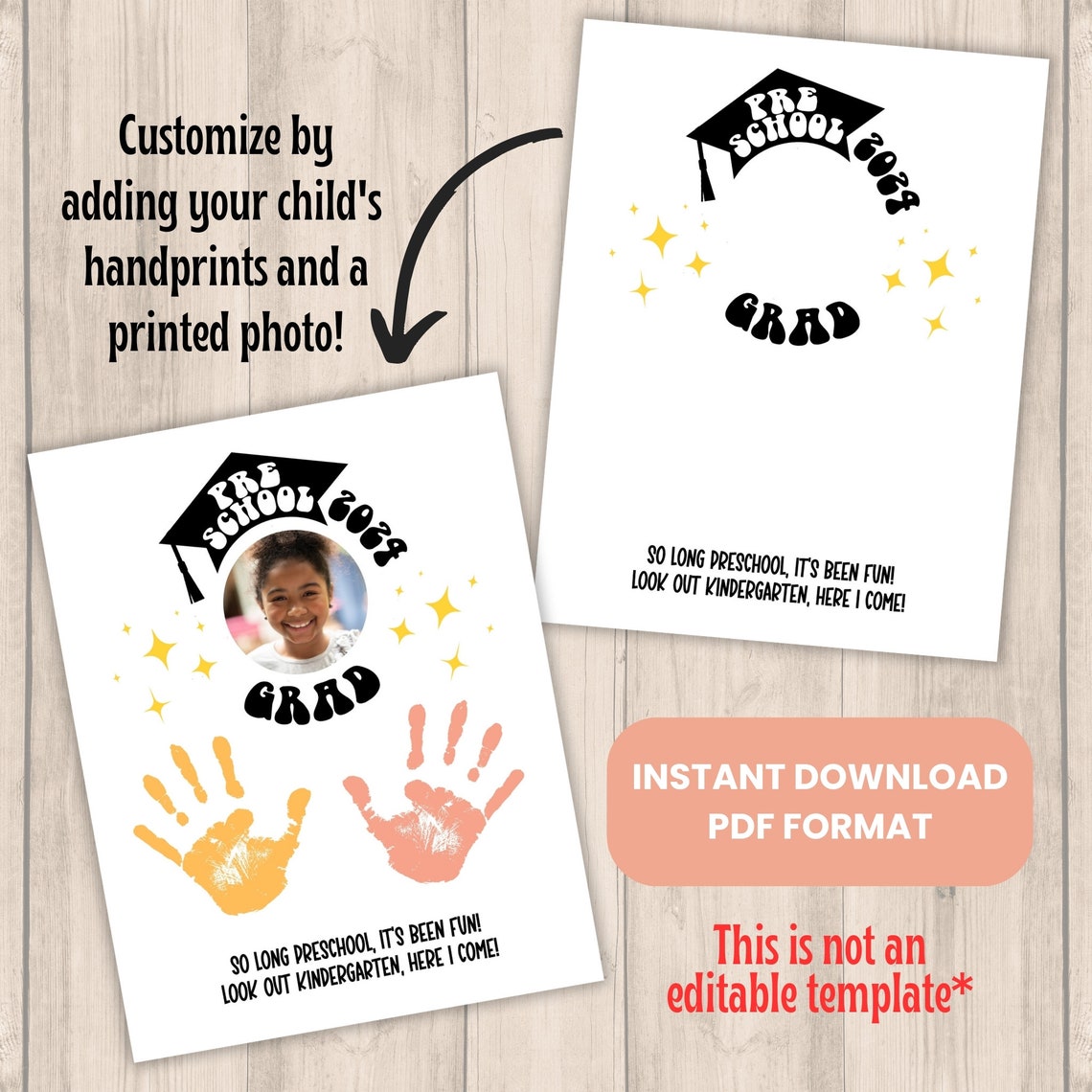 Preschool Graduation Handprint Art Craft, Printable | Last Day of ...