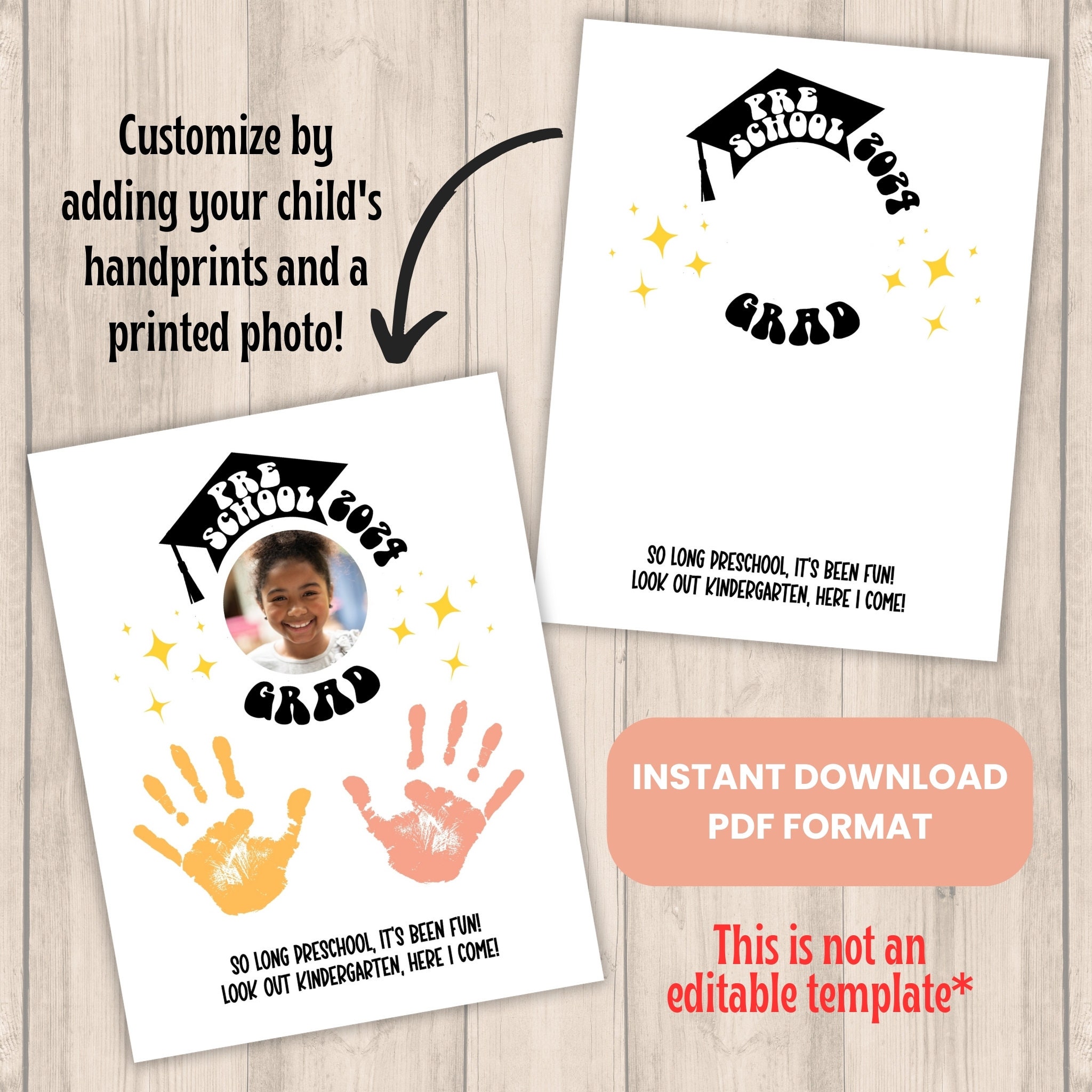 Preschool Graduation Handprint Art Craft, Printable | Last Day of ...
