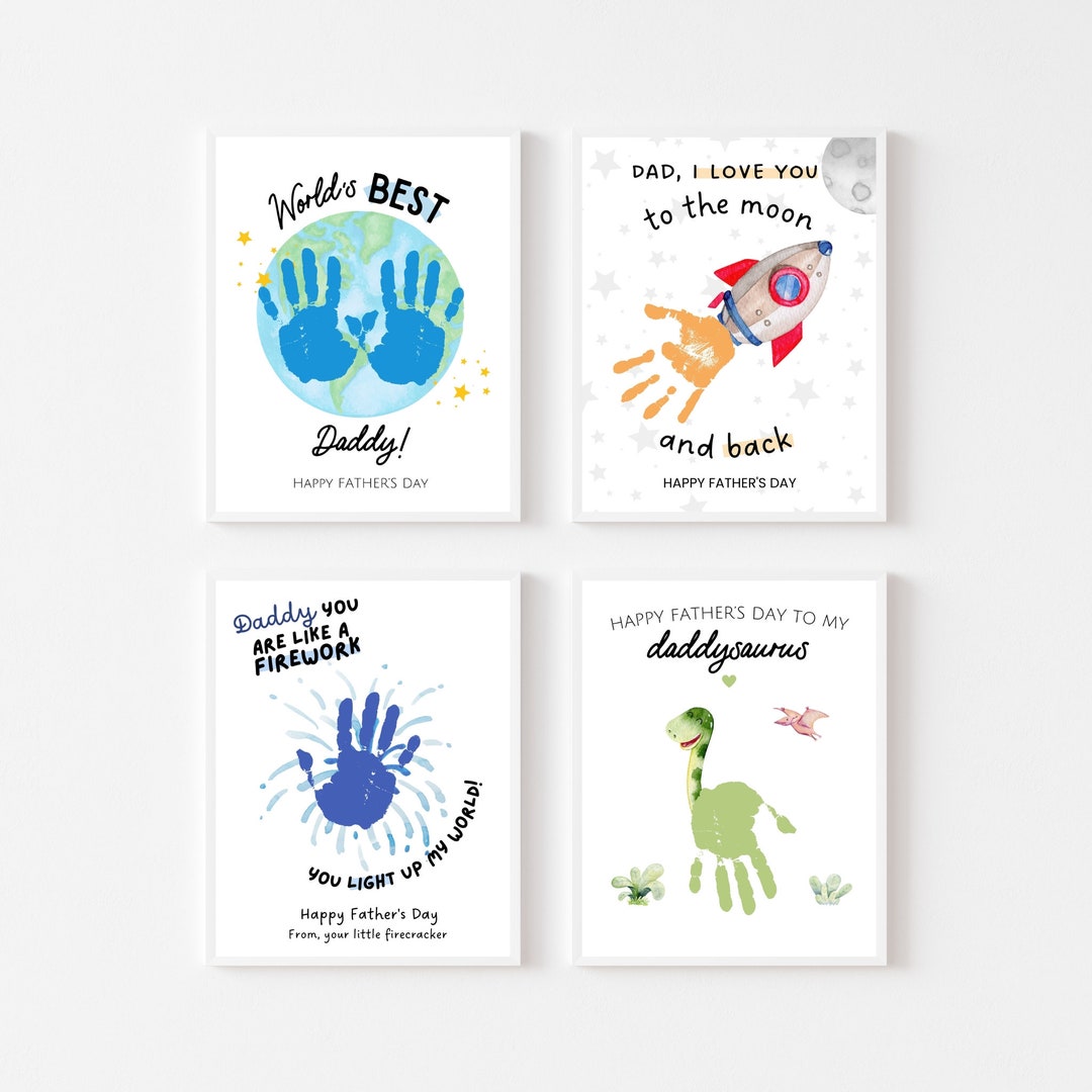 Father's Day Handprint Art Craft Bundle, PRINTABLE| Gift for Dad From ...