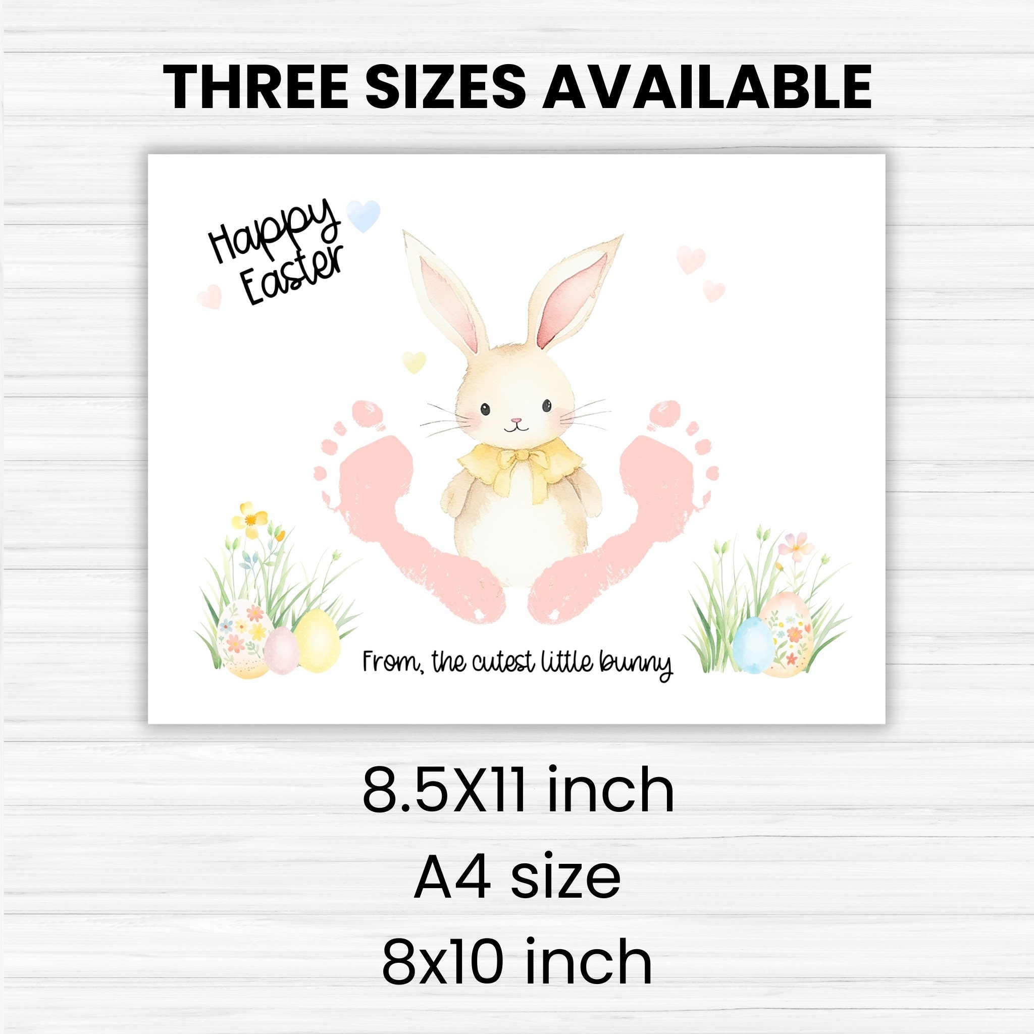 Easter Bunny Footprint Art Craft, Printable | Spring Craft | Kids Baby ...