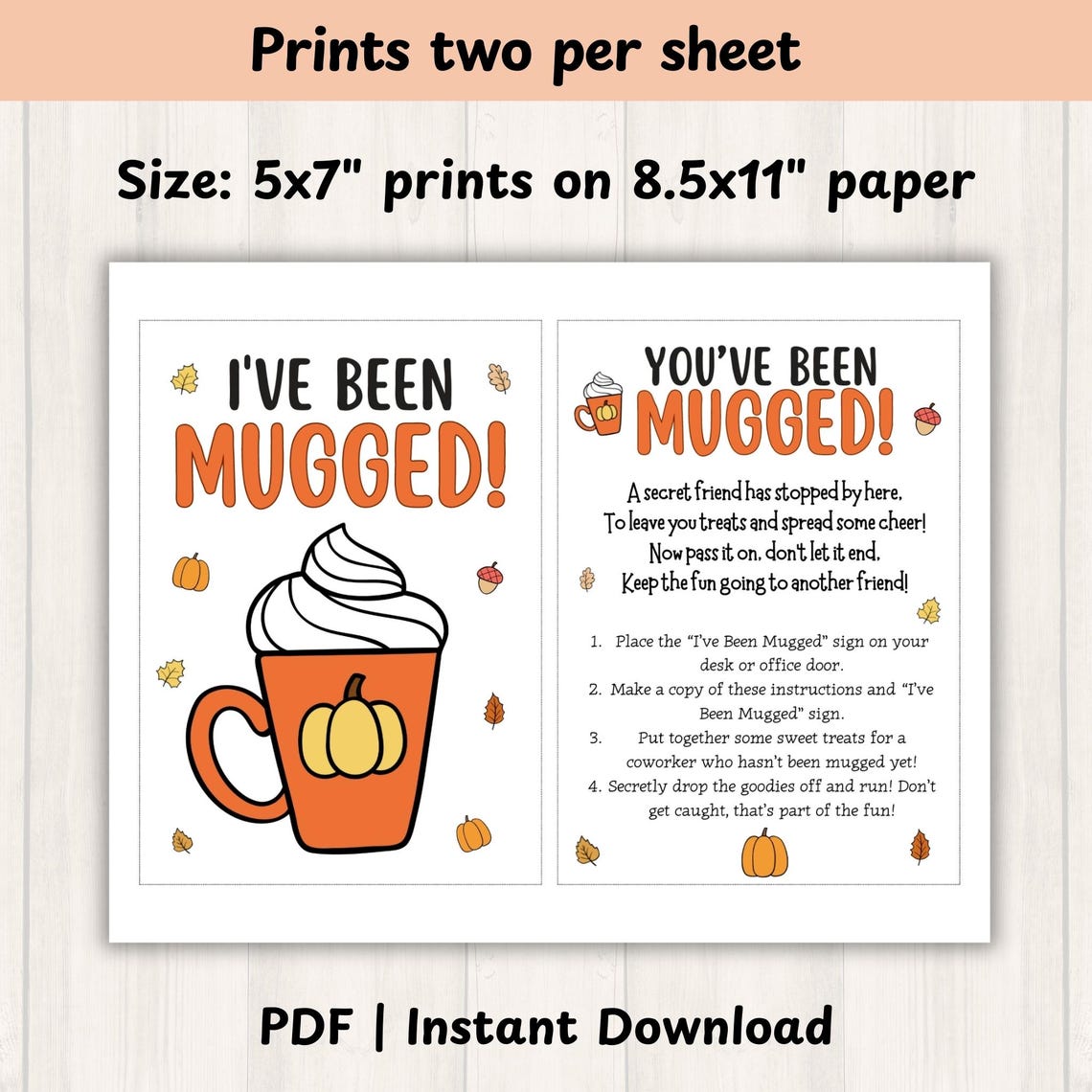 Youve Been Mugged Printable, Office Coworker Game | Fall Team Building ...