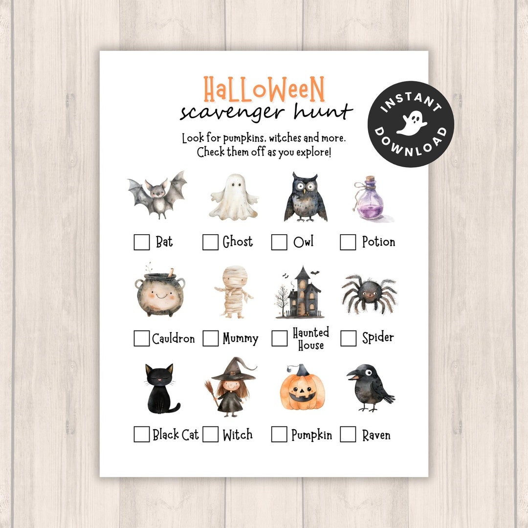Printable Halloween Scavenger Hunt for Kids | Fun Halloween Party Game ...