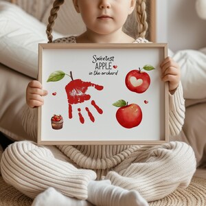 Fall Handprint Art: Apple Handprint Craft, Printable | Autumn Activity ...