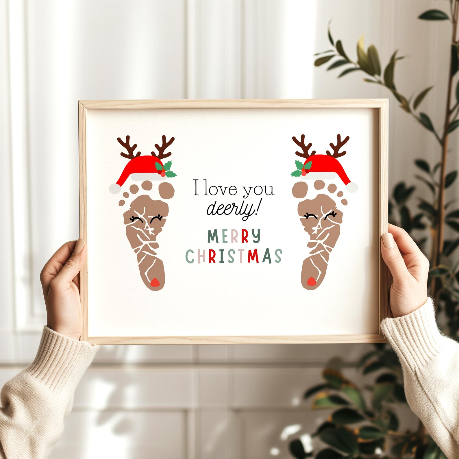 Christmas Reindeer Footprint Art Printable | I Love You Deerly ...
