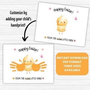 Easter Chick Handprint Art Craft, Printable | Kids Baby Toddler or ...
