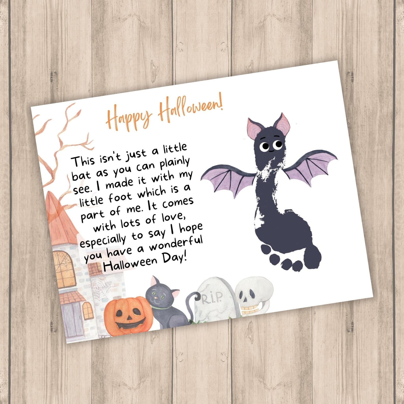 Halloween Footprint Art Craft, PRINTABLE | Cute Halloween Handprint ...