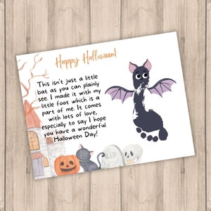 Halloween Footprint Art Craft, PRINTABLE | Cute Halloween Handprint ...