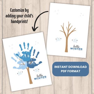 Printable Winter Tree Handprint Art | Winter Handprint Craft ...