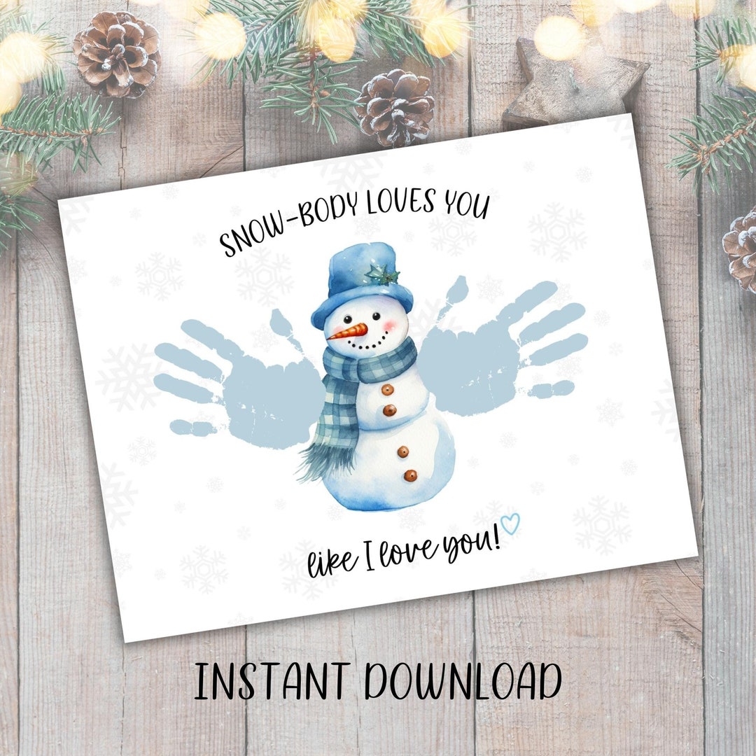 Winter Handprint Art Craft, Printable, Christmas or Holiday DIY Card ...