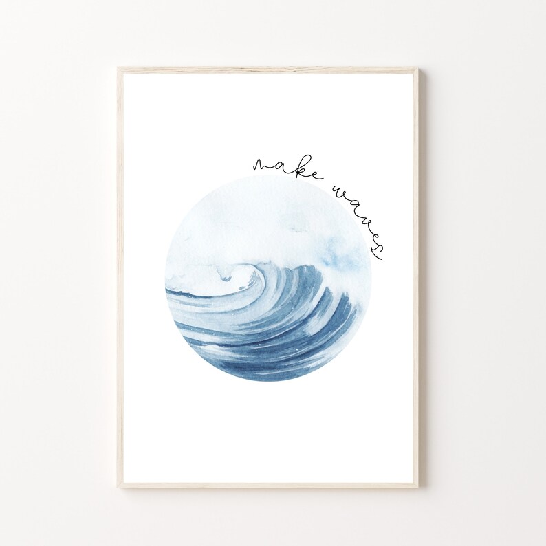 Make Waves Print, Printable Wall Art | Beach House Sign, Surf Nursery ...