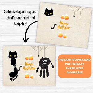 Halloween Handprint Footprint Art Craft, PRINTABLE Halloween Activities ...
