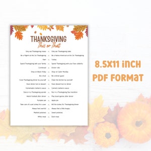 Thanksgiving This or That Game, Printable | Family Thanksgiving Would ...