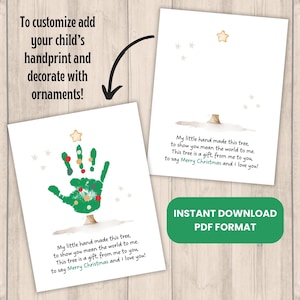 Christmas Tree Handprint Art, Printable | DIY Xmas Gift for Parents ...