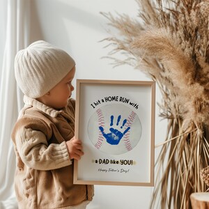 Fathers Day Baseball Handprint Art Craft, PRINTABLE | Gift for Dad From ...