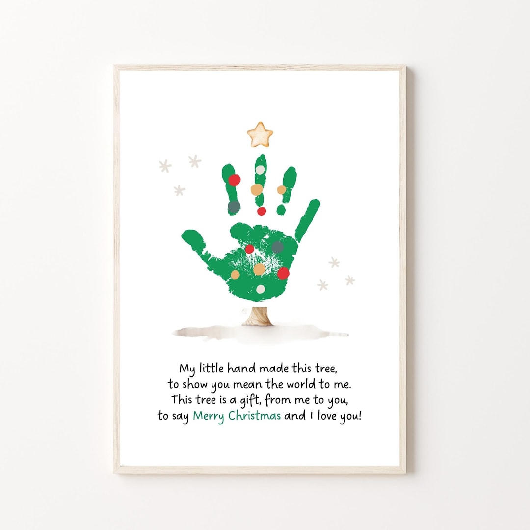 Christmas Tree Handprint Art, Printable | DIY Xmas Gift for Parents ...