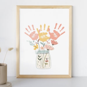 Flower Handprint Craft Art, Printable | Mothers Day, for Mom or Grandma ...