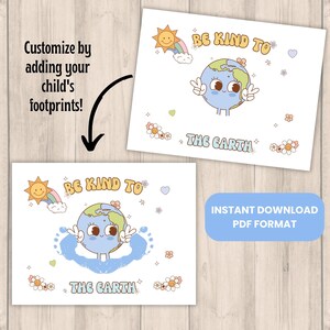 Earth Day Footprint Art Craft, Printable | Happy Earth Day Activity ...