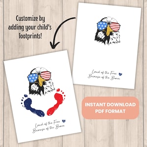 Memorial Day, 4th of July Footprint Art Craft, PRINTABLE | Fourth of ...