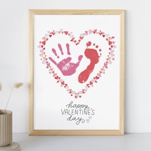 Valentines Handprint Footprint Art Craft for Baby, Valentines Day ...