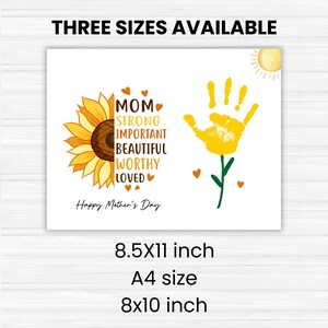 Mother's Day Flower Handprint Craft Art, Printable | Mothers Day, Gift ...