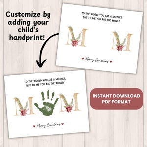 Christmas Handprint Art, Printable | DIY Xmas Keepsake Gift for Mom ...