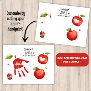 Fall Handprint Art: Apple Handprint Craft, Printable | Autumn Activity ...
