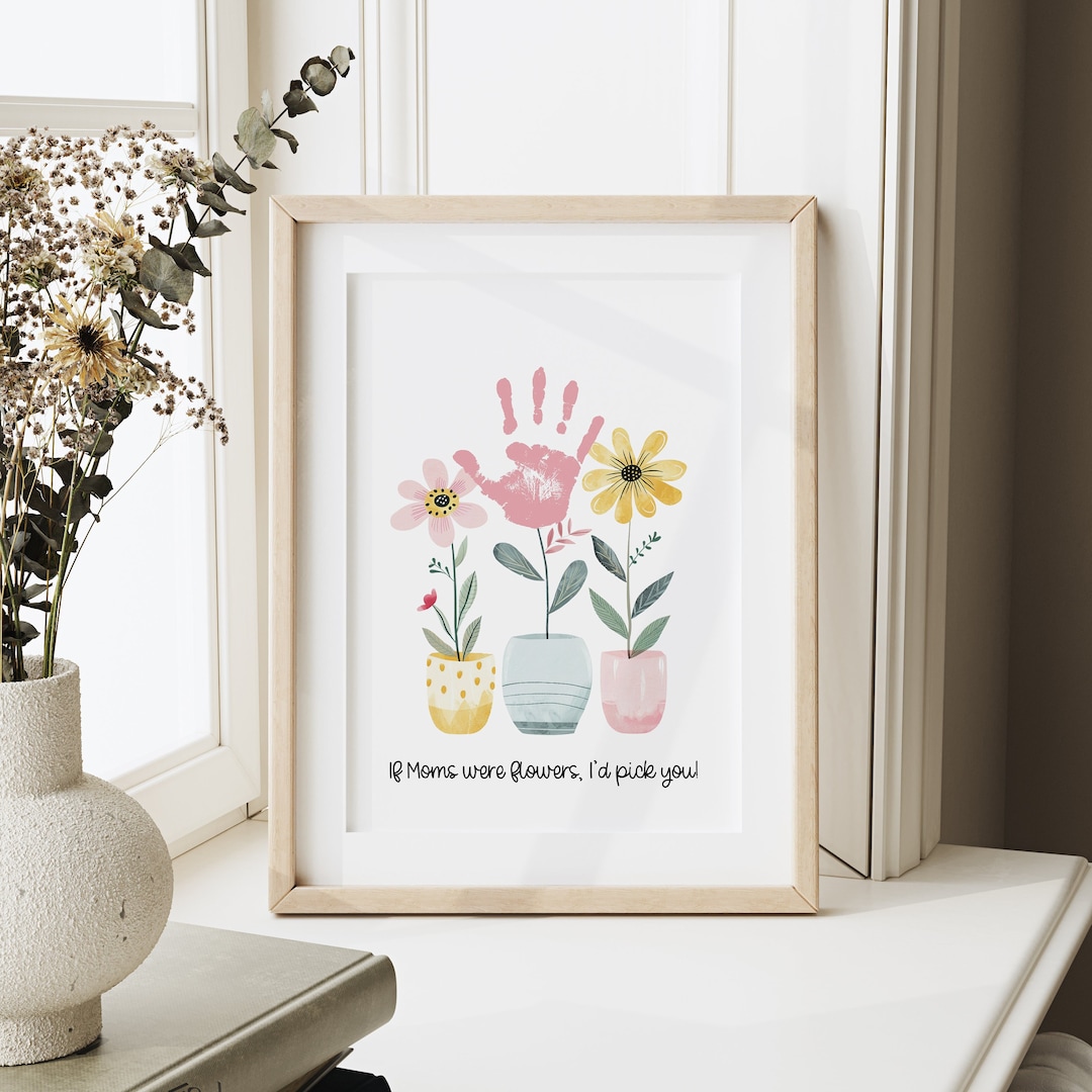Mother's Day Flower Handprint Art, Printable | Gift for Mom Handprint ...