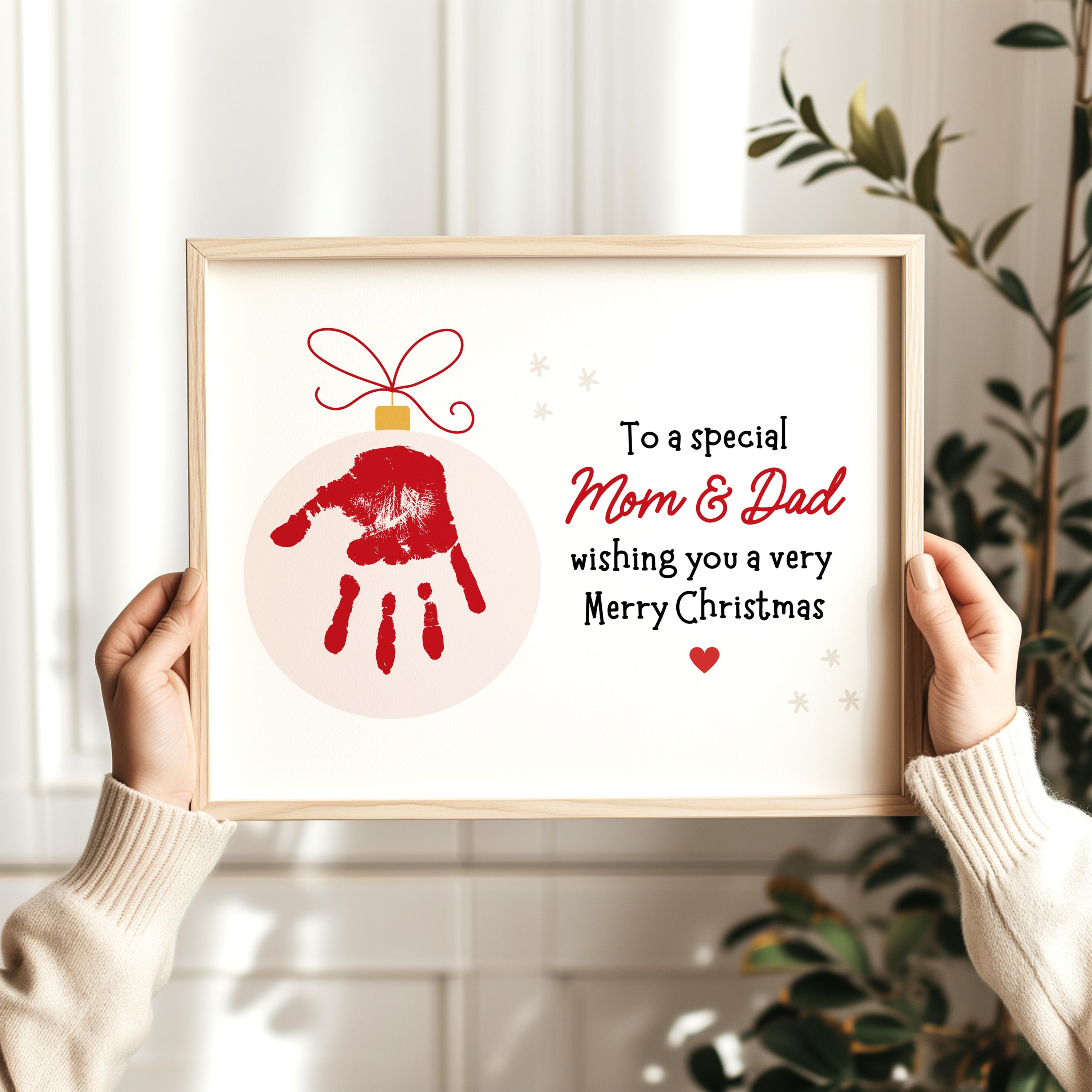 Christmas Ornament Handprint Art, Printable | DIY Xmas Gift for Parents ...