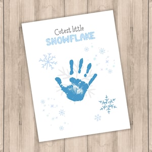 Printable Winter Snowflake Handprint Art | Snow Handprint Craft ...