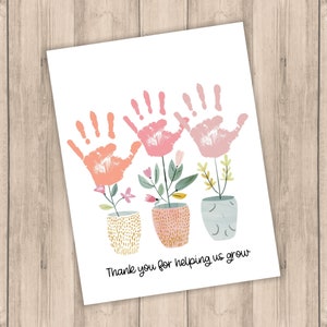 Flower Handprint Art, Mother's Day or Thank You Printable | Gift for ...