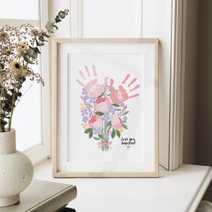 Flower Bouquet Handprint Craft Art, Printable | for Mom or Grandparents ...