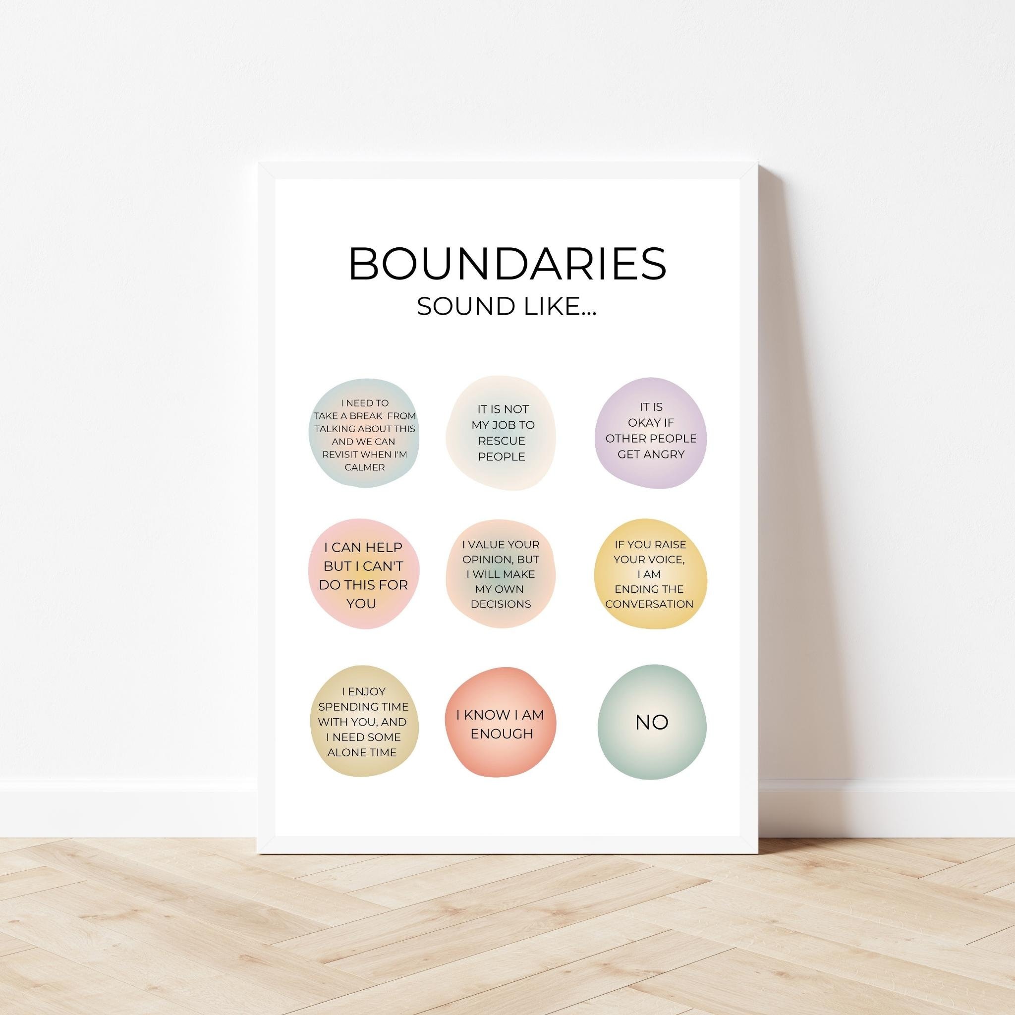 Boundaries Print Mental Health Poster Self Care Art Therapy | Etsy