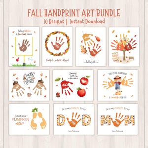 Fall Handprint Art Bundle, Printable | Thanksgiving Handprint Craft ...