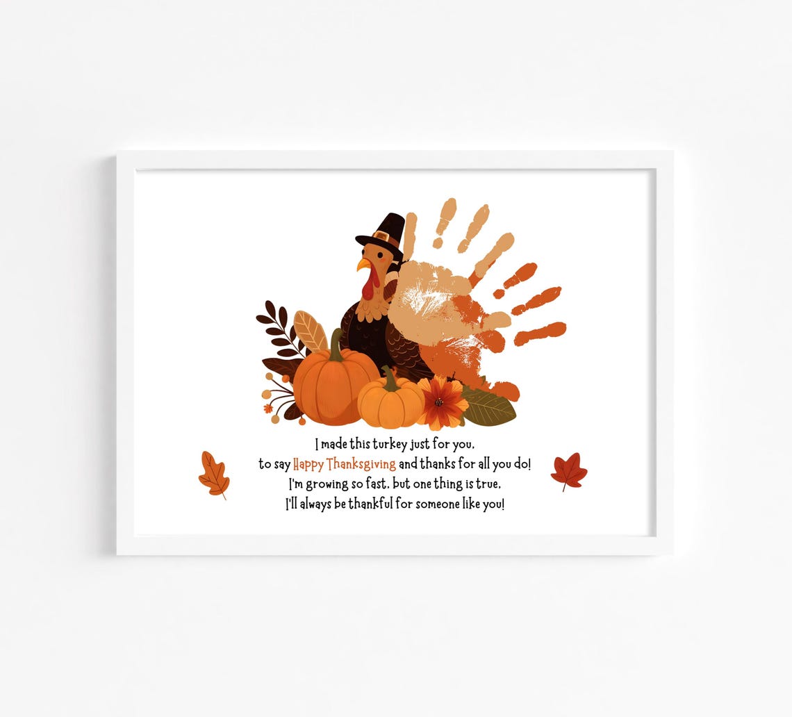 Thanksgiving Turkey Handprint Art Printable | November Handprint Craft ...