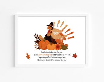 Thanksgiving Turkey Handprint Art Printable | November Handprint Craft ...