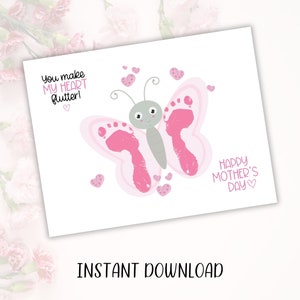 Butterfly Mother's Day Footprint Art Craft, Printable | Preschool ...