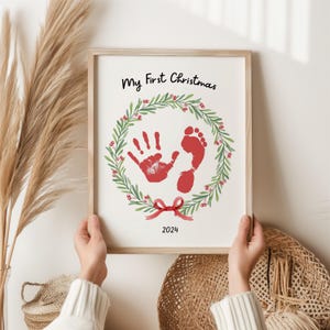 My First Christmas Footprint Art Craft, Printable | Baby 1st Xmas ...