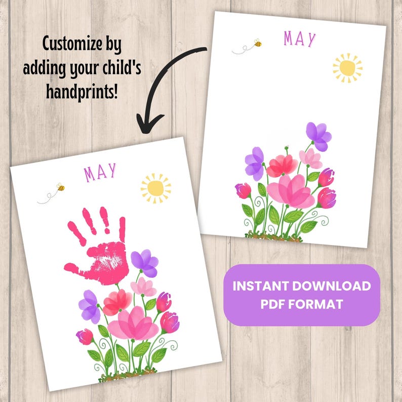 Handprint Art Memory Book, Printable Kids Calendar, 12 Month ...