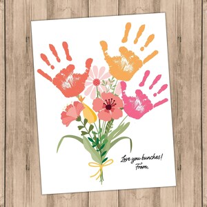 Flower Handprint Craft Art, Printable for Mom or Grandparents Handprint ...