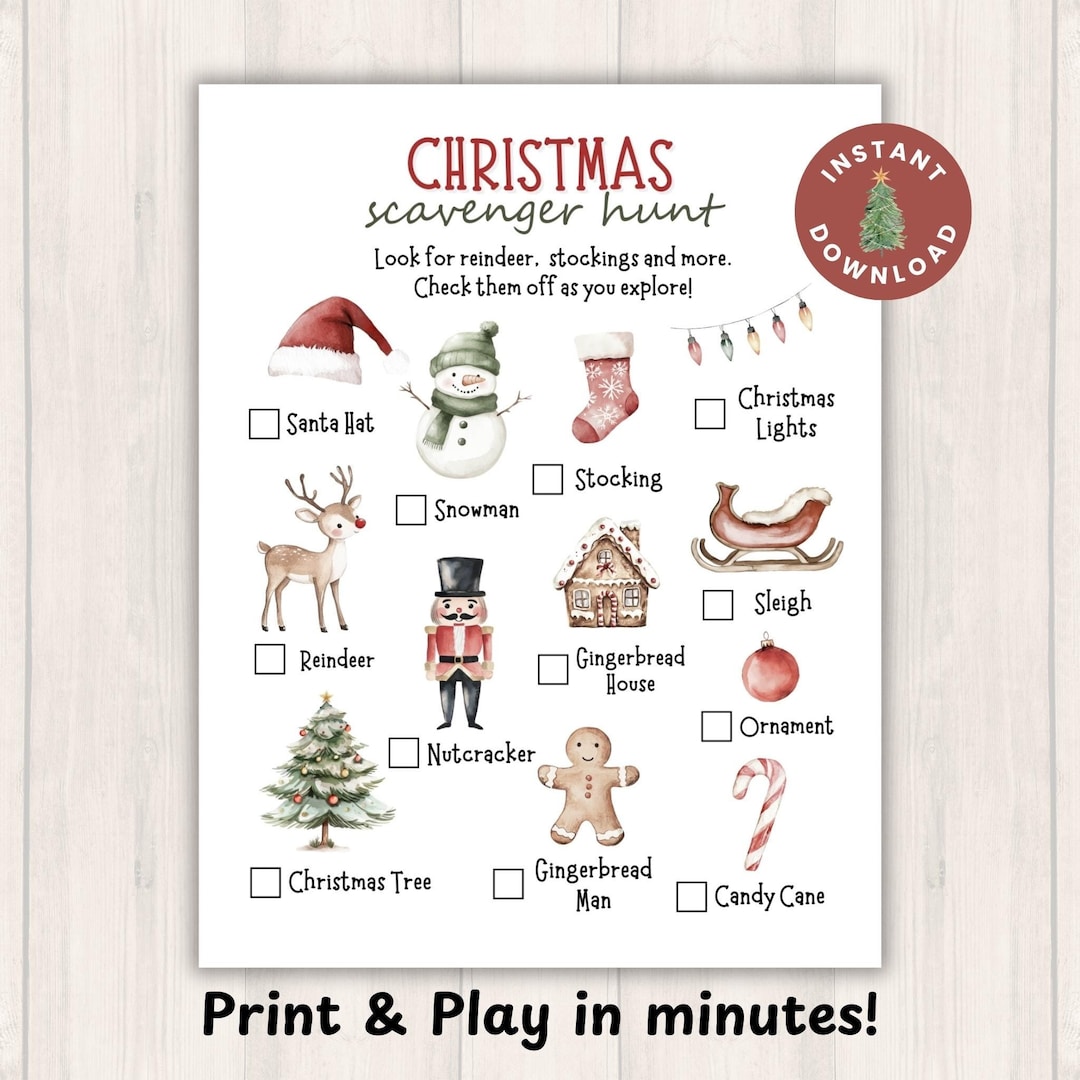 Printable Christmas Scavenger Hunt for Kids | Fun Christmas Party Game ...