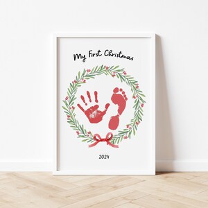 My First Christmas Footprint Art Craft, Printable | Baby 1st Xmas ...