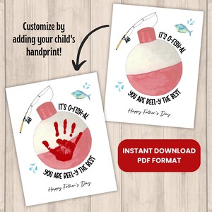 Fathers Day Fishing Handprint Art Craft, PRINTABLE | Gift for Dad ...