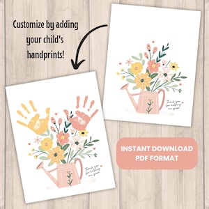 Mothers Day Flower Handprint Art Bundle, Printable | Mom Craft Gift ...