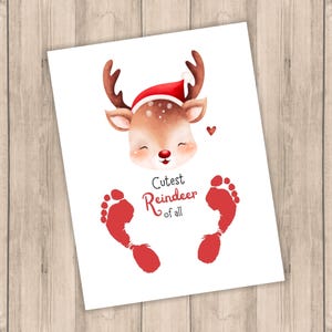 Christmas Reindeer Handprint Art, Printable | Xmas Footprint Craft ...