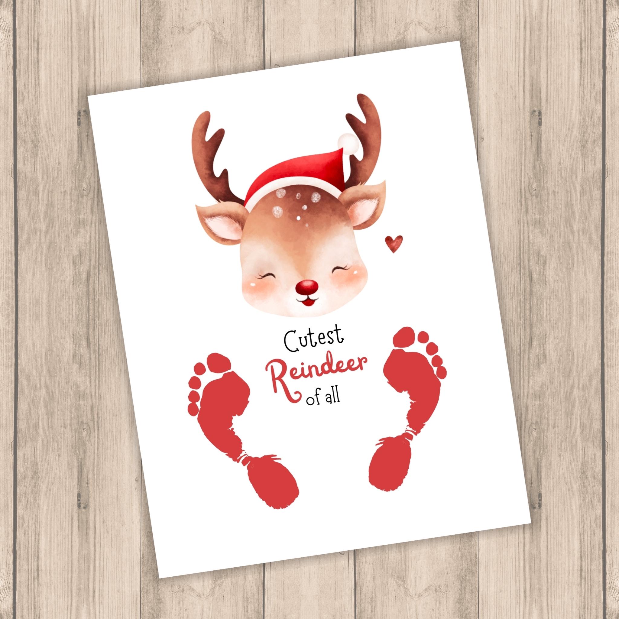 Christmas Reindeer Handprint Art, Printable | Xmas Footprint Craft ...