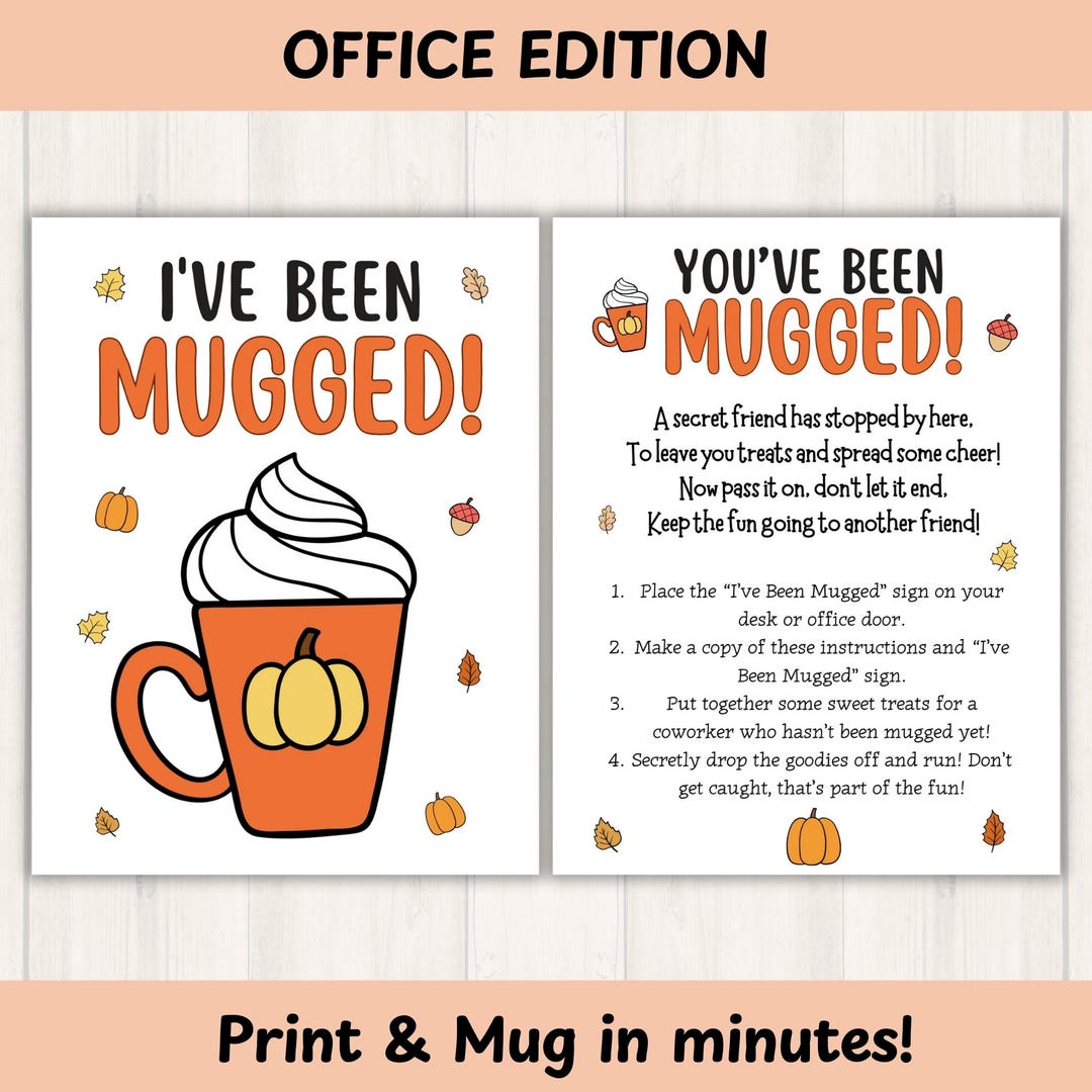 Youve Been Mugged Printable, Office Coworker Game | Fall Team Building ...