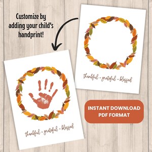 Thanksgiving Handprint Art: "thankful, Grateful, Blessed" | Printable ...